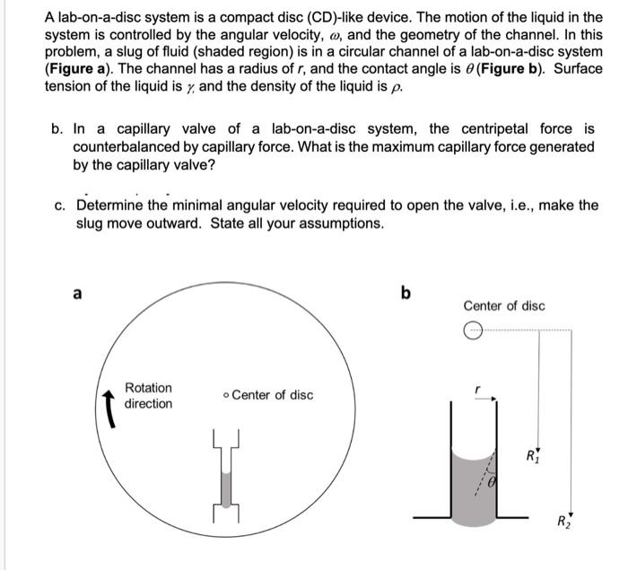 Solved A lab-on-a-disc system is a compact disc (CD)-like | Chegg.com