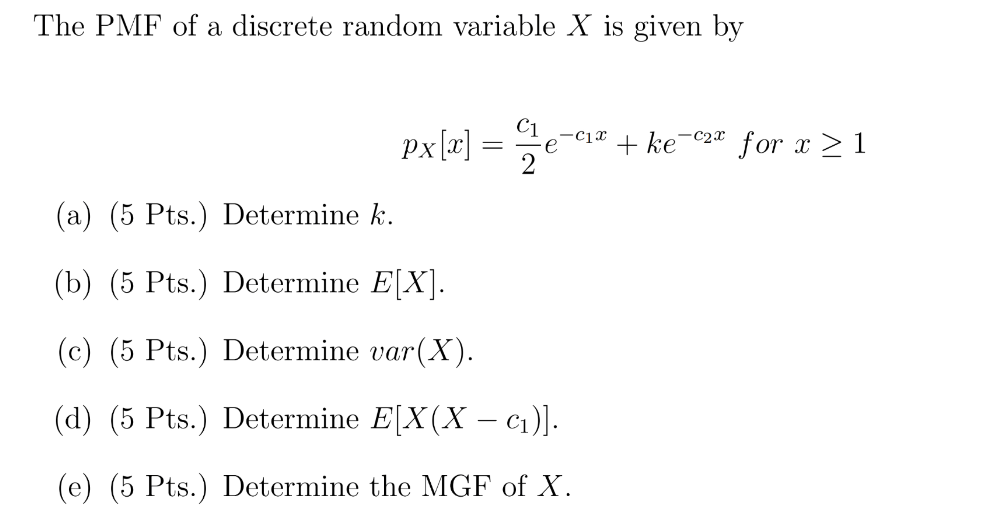 Solved The PMF of a discrete random variable x ﻿is given | Chegg.com