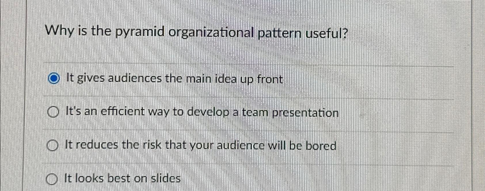 Solved Why is the pyramid organizational pattern useful?It | Chegg.com