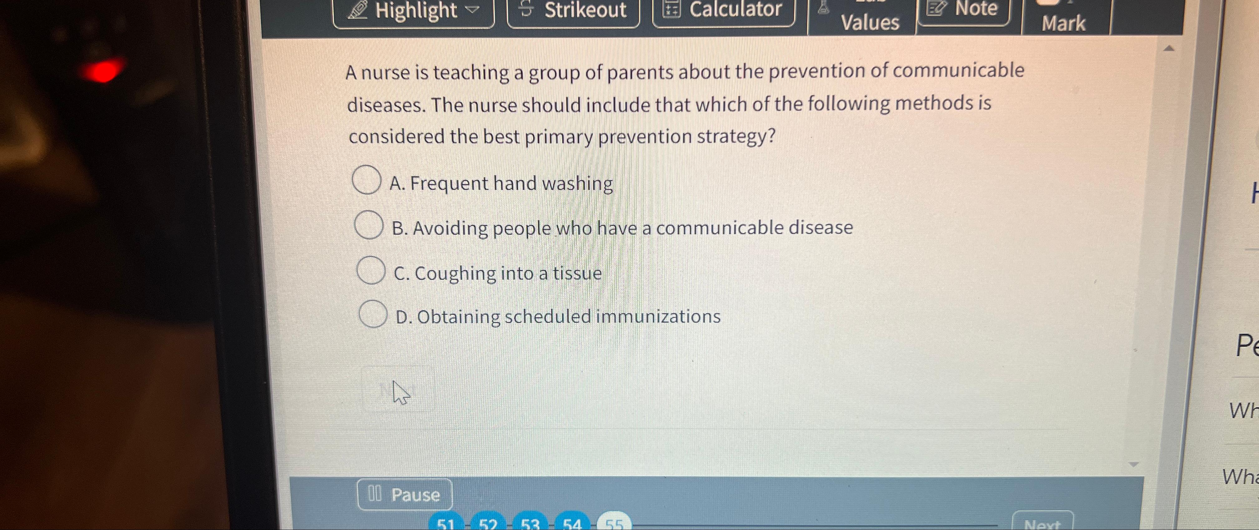 Solved HighlightStrikeoutCalculatorValuesNoteMarkA nurse is | Chegg.com