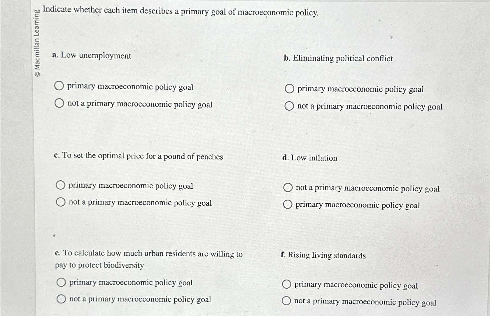 Solved oo Indicate whether each item describes a primary | Chegg.com