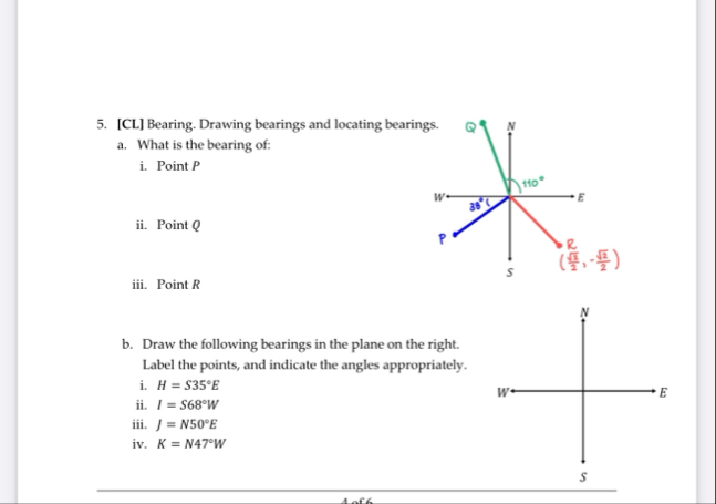 Solved [CL] ﻿Bearing. Drawing bearings and locating bearita. | Chegg.com