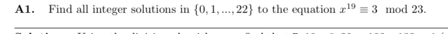 Solved A1. ﻿Find all integer solutions in {0,1,dots,22} ﻿to | Chegg.com