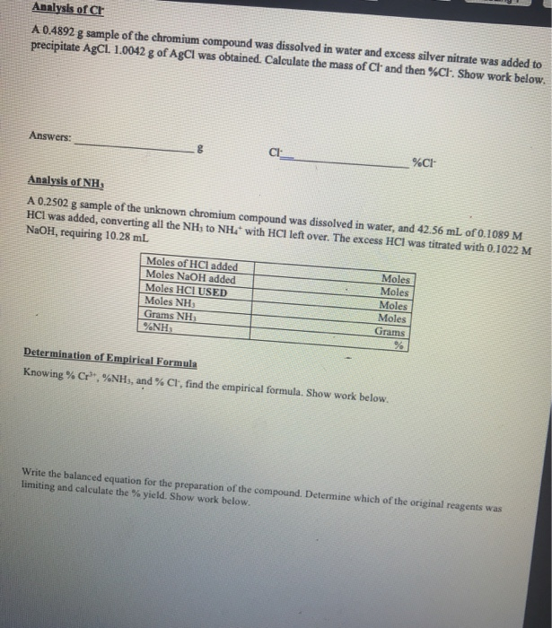 Solved Preparation and Analysis of a Purple Nickel Compound | Chegg.com