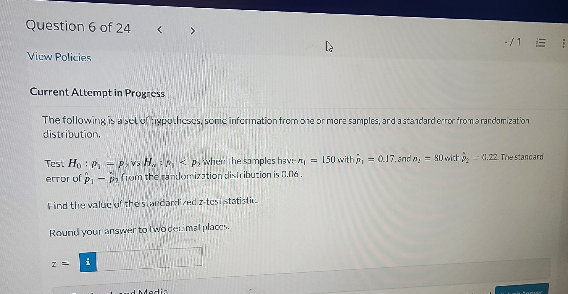 Solved Question 6 ﻿of 24View PoliciesCurrent Attempt in | Chegg.com
