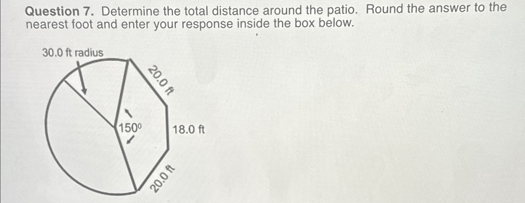 Solved Determine the total distance around the patio. Round | Chegg.com