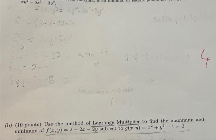 Solved (b) (10 points) Use the method of Lagrange Multiplier | Chegg.com