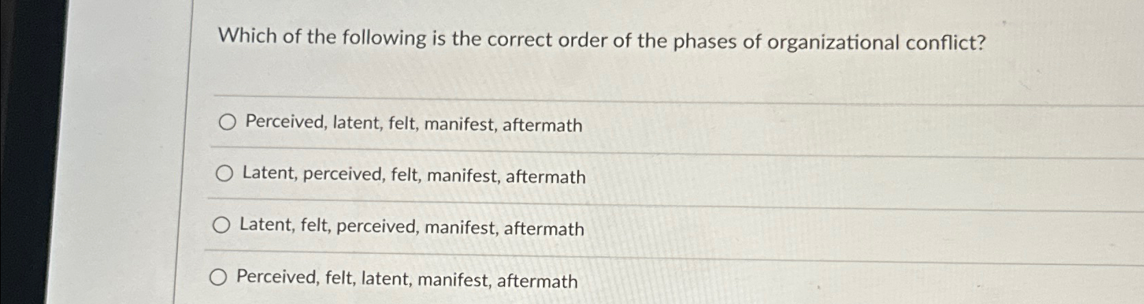 Solved Which of the following is the correct order of the | Chegg.com