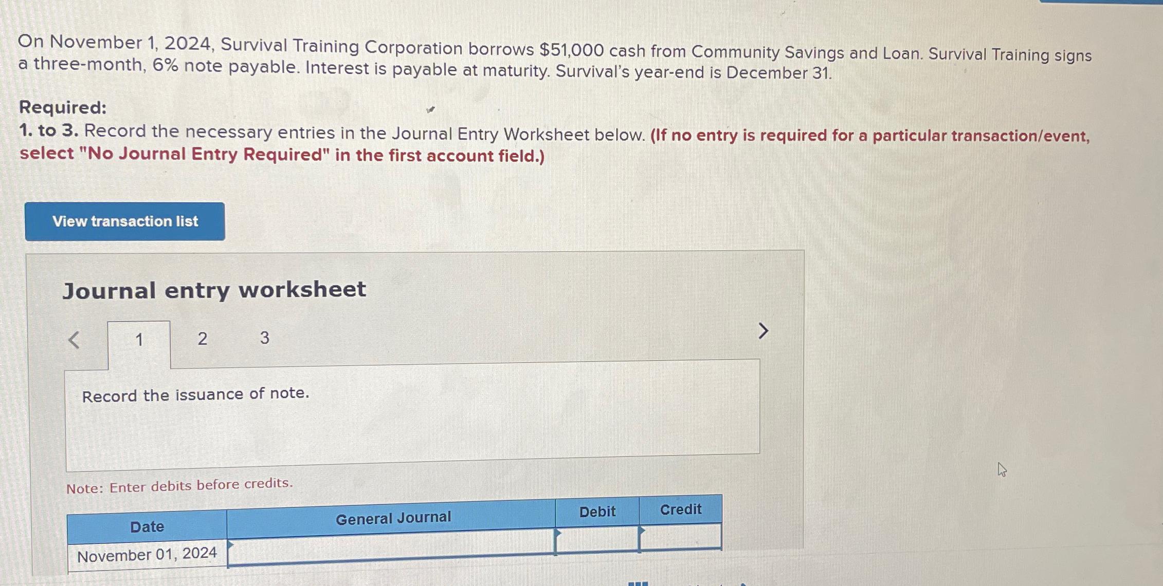 Solved On November 1, 2024 , ﻿Survival Training Corporation | Chegg.com