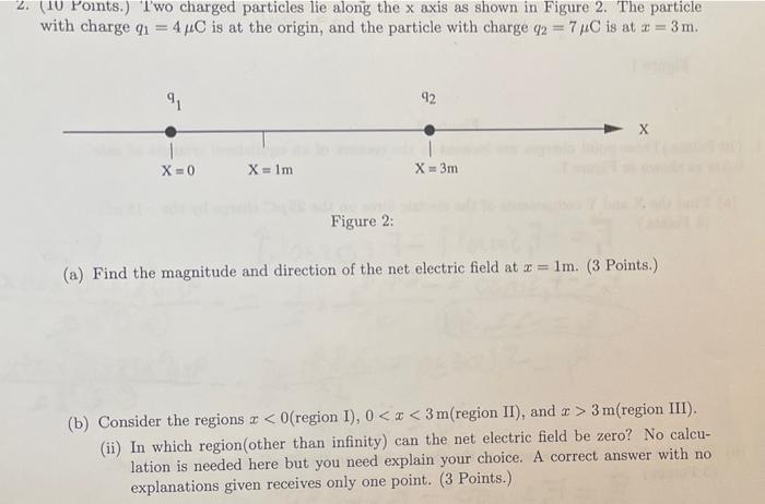 Solved 2. (10 Points.) Two charged particles lie along the x | Chegg.com