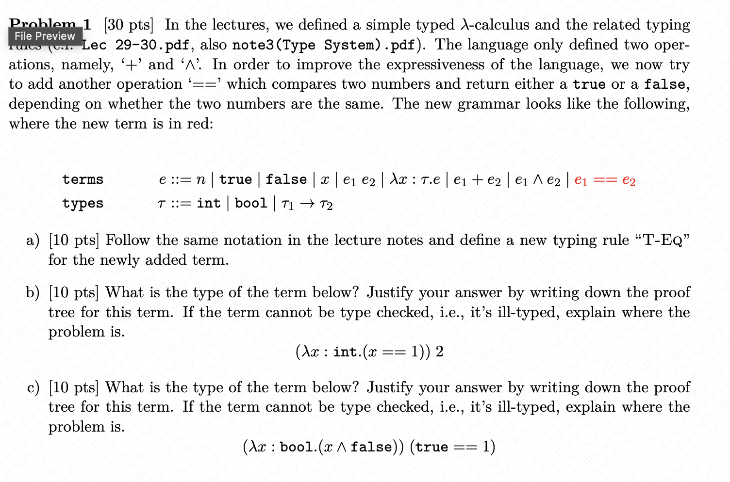Solved Problem 1 [30 ﻿pts] ﻿In the lectures, we defined a | Chegg.com