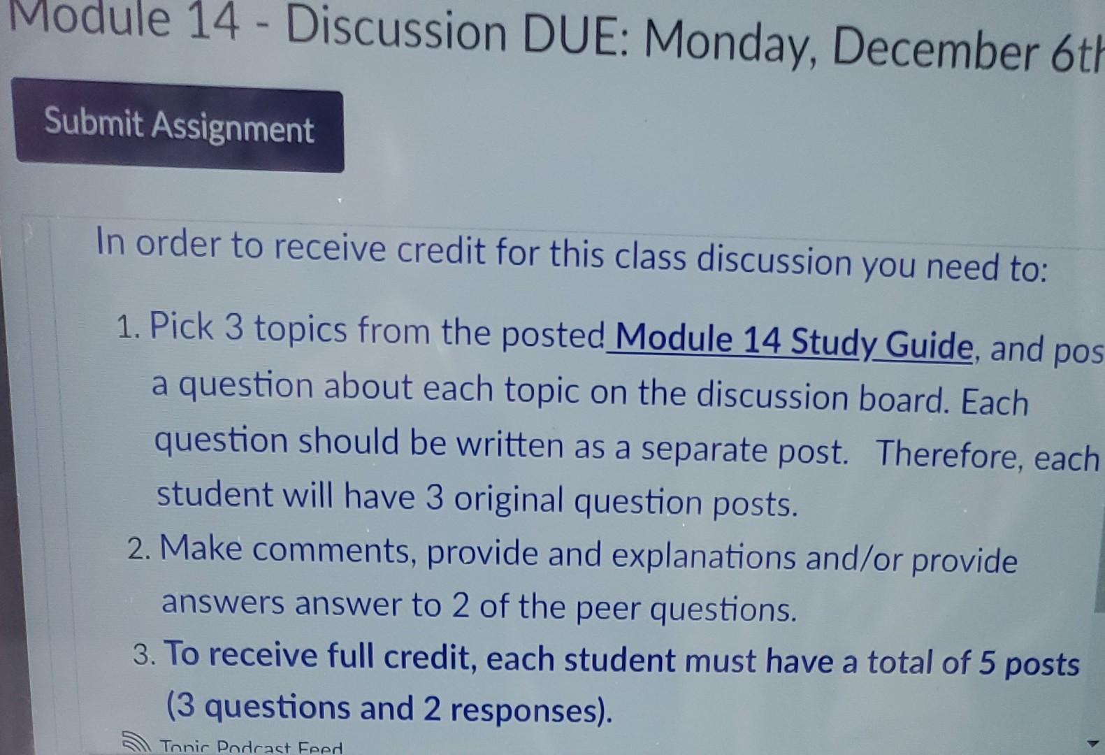 Module 14 - Discussion DUE: Monday, December 6th | Chegg.com