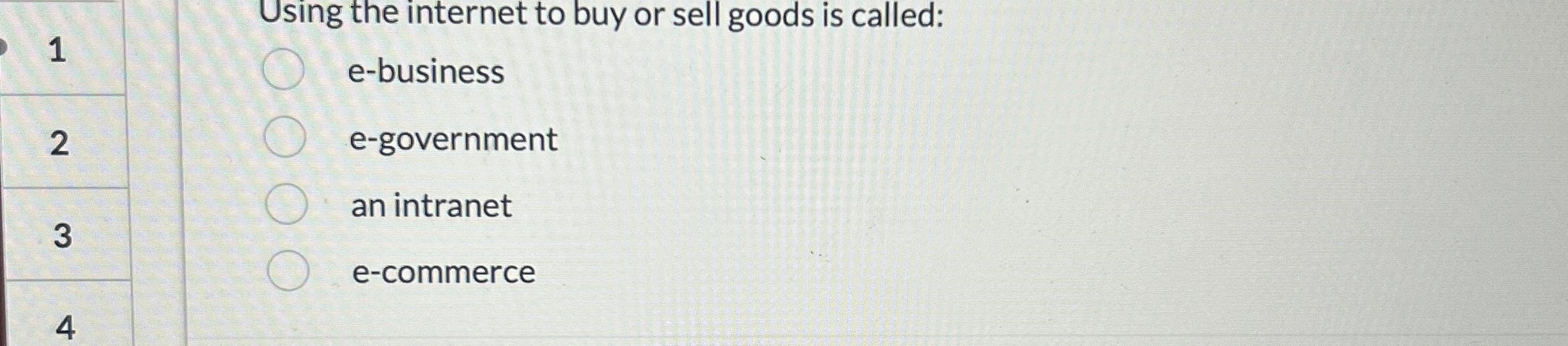 Solved Using the internet to buy or sell goods is | Chegg.com Solved Using the internet to buy or sell goods is | Chegg.com
