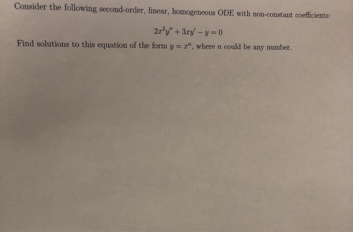Solved Consider the following second-order, linear, | Chegg.com