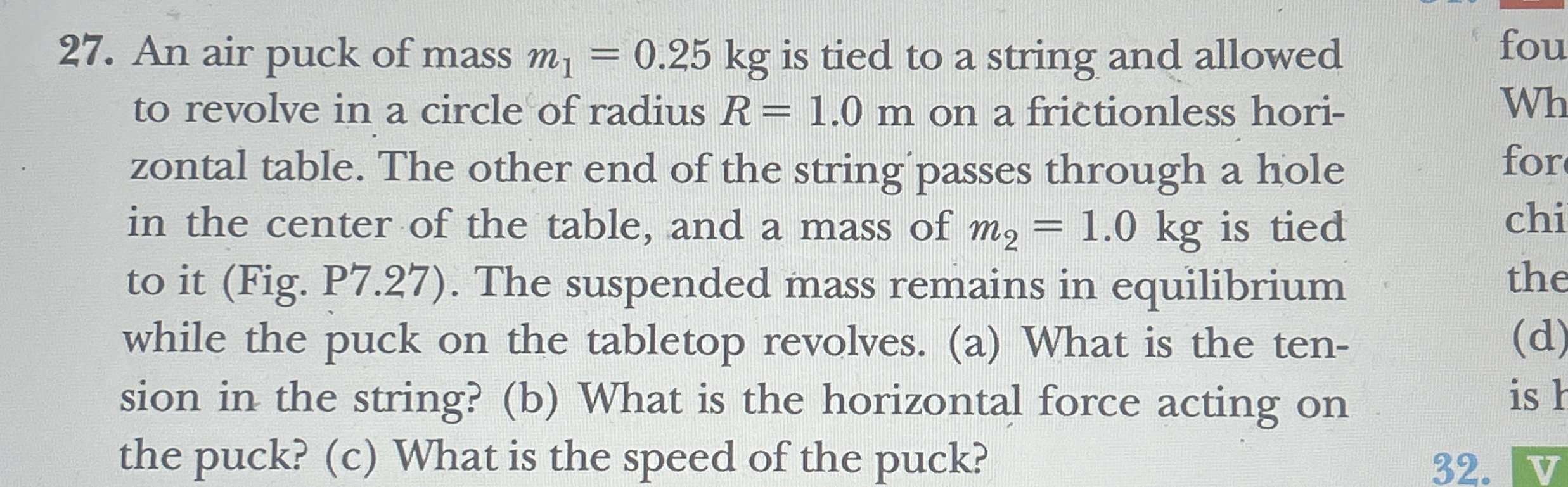 Solved An air puck of mass m1=0.25kg ﻿is tied to a string | Chegg.com