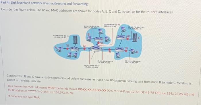 Solved Part 4) Link layer (and network layer) addressing and | Chegg.com