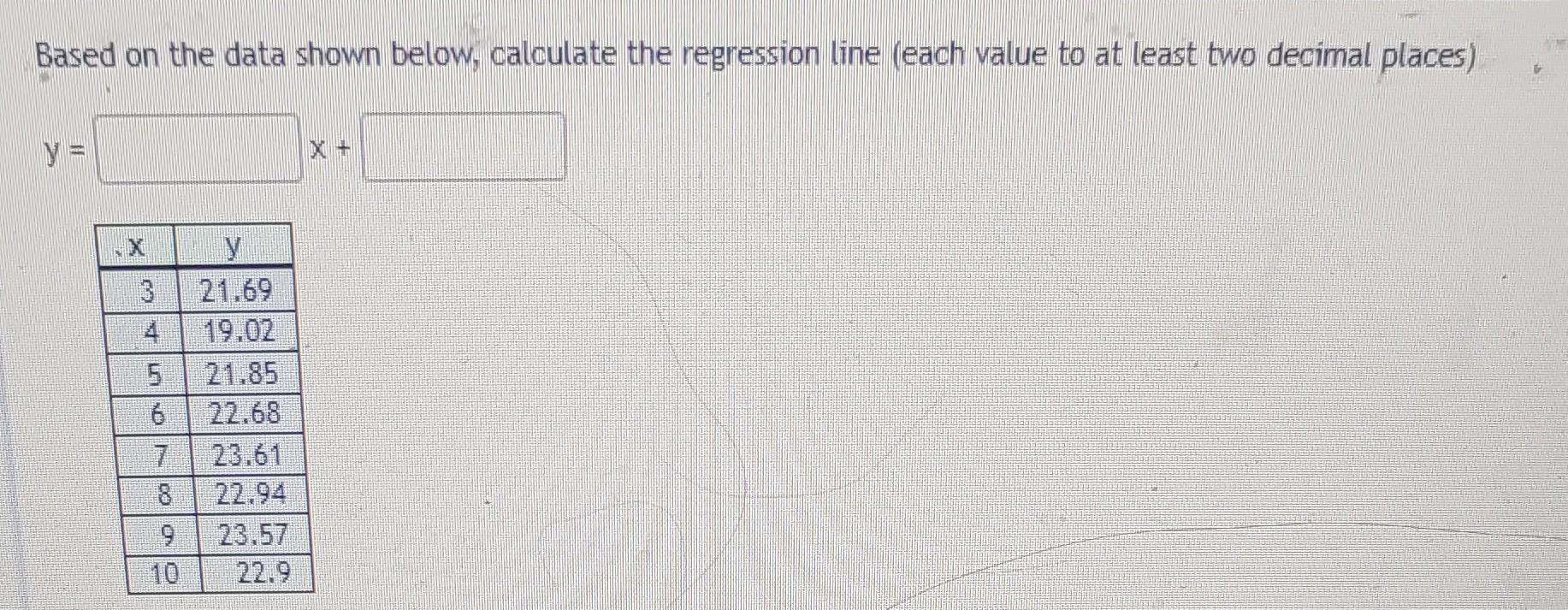 Solved Based on the data shown below, calculate the | Chegg.com