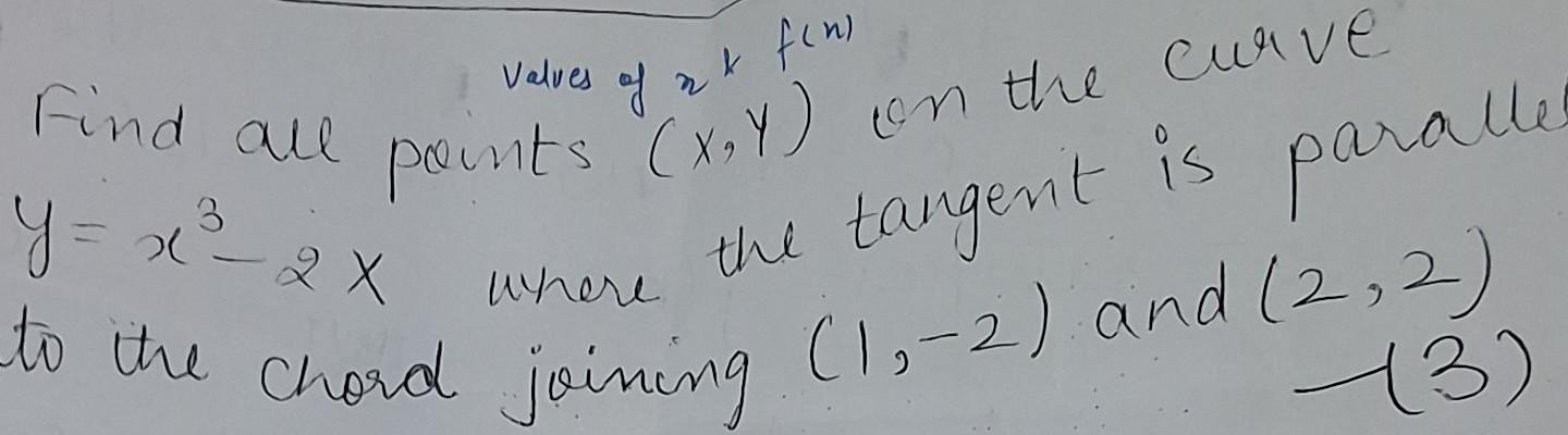 Solved Find all points (x,y) on the curve y=x3−2x where the | Chegg.com