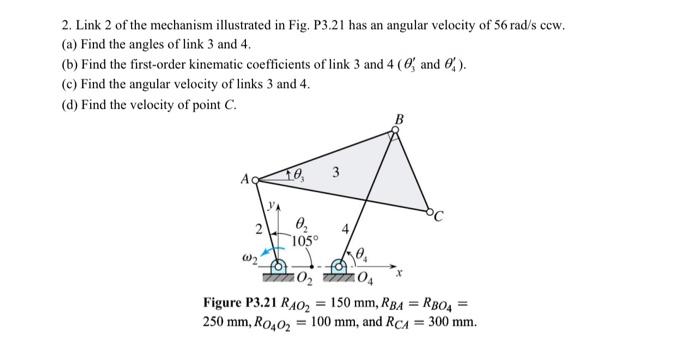 Solved 2. Link 2 of the mechanism illustrated in Fig. P3.21 | Chegg.com