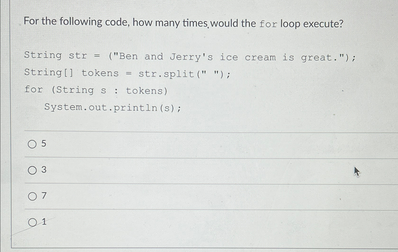 Solved For the following code, how many times, would the for | Chegg.com
