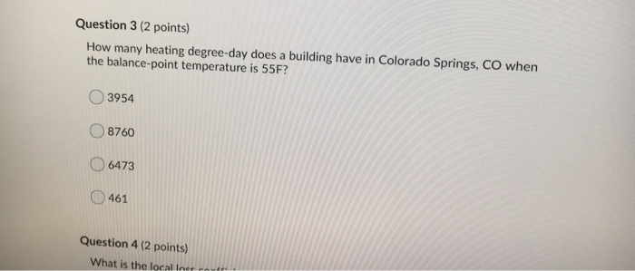 Question 3 (2 points) How many heating degree-day | Chegg.com