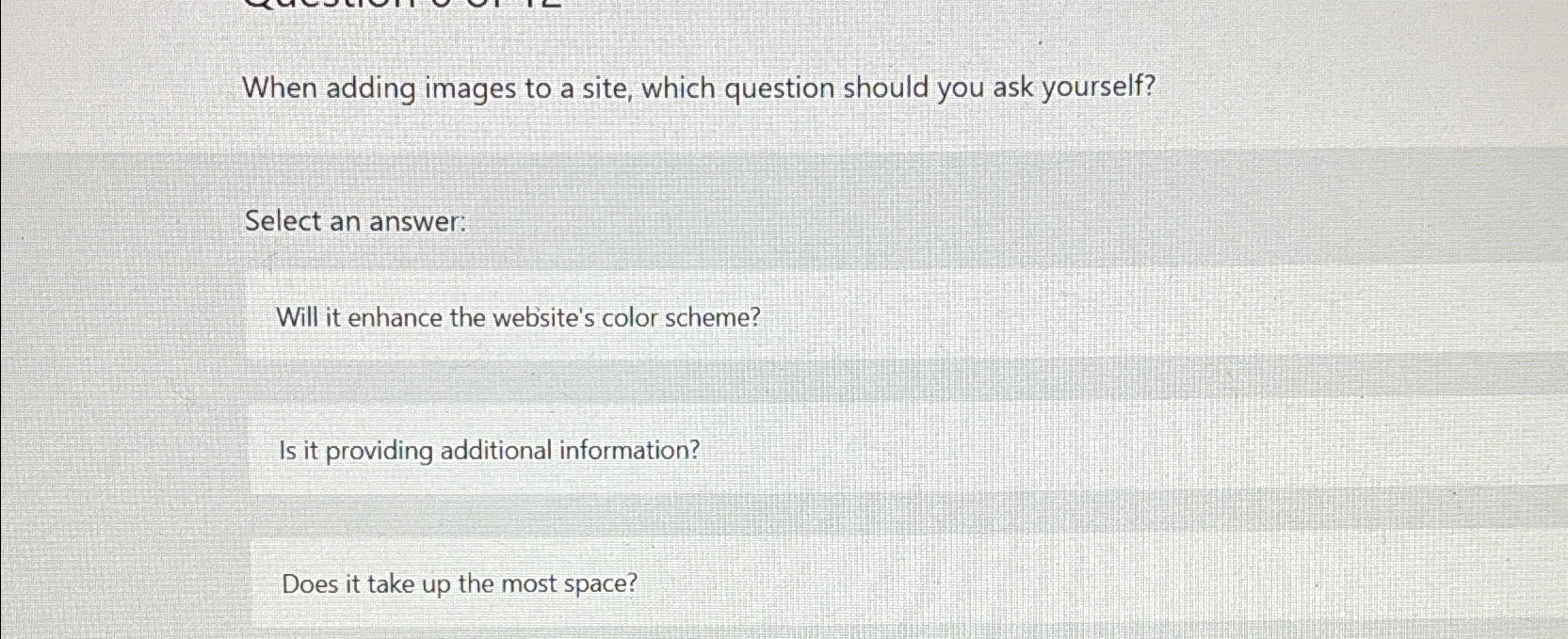 Solved When adding images to a site, which question should | Chegg.com
