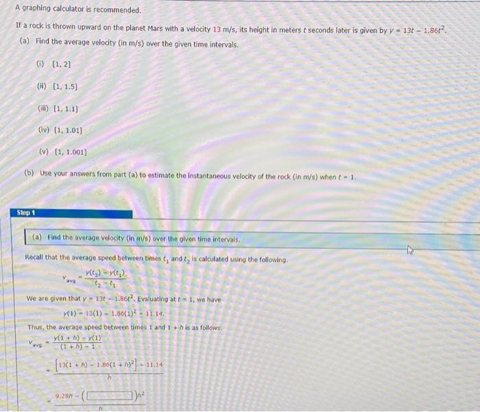 Solved A graphing calculator is recommended. If a rock is | Chegg.com