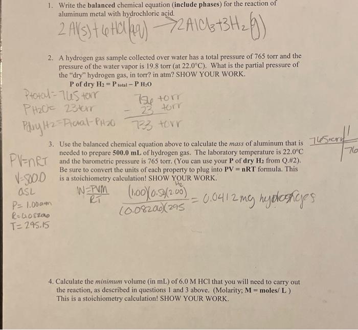 Solved 4. Calculate the minimum volume (in mL ) of 6.0MHCl | Chegg.com