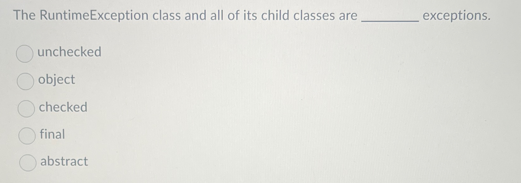 Solved The RuntimeException class and all of its child | Chegg.com