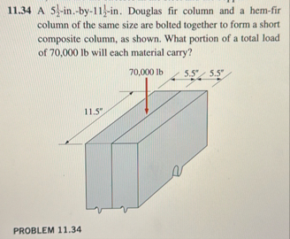 11.34 ﻿A 512-in.-by- 1112-in. ﻿Douglas fir column and | Chegg.com