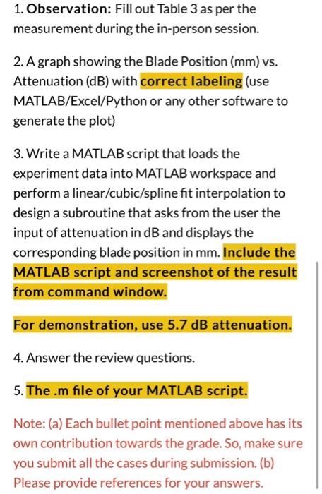 Solved 1. Observation: Fill out Table 3 as per the | Chegg.com