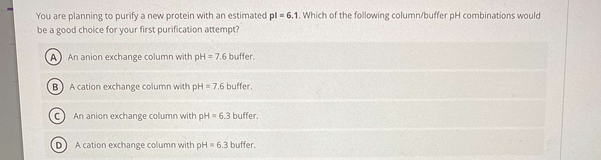 Solved You are planning to purify a new protein with an | Chegg.com
