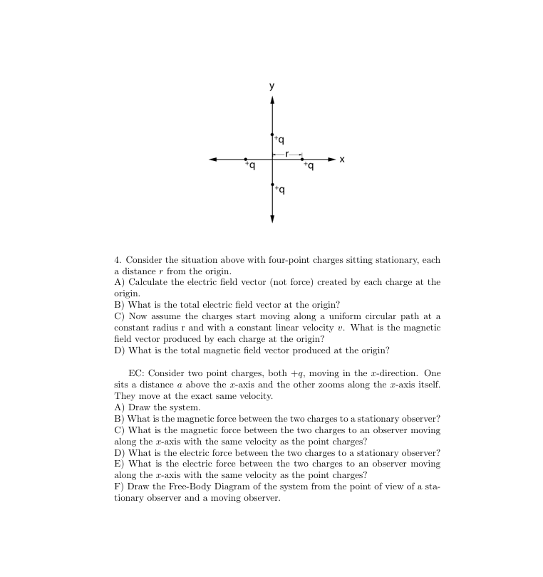 Consider the situation above with four-point charges | Chegg.com