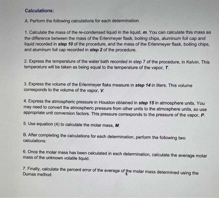 Solved Experiment: Molar Mass Determination of a Volatile | Chegg.com