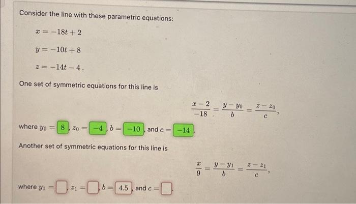 Solved Consider the line with these parametric equations: x | Chegg.com