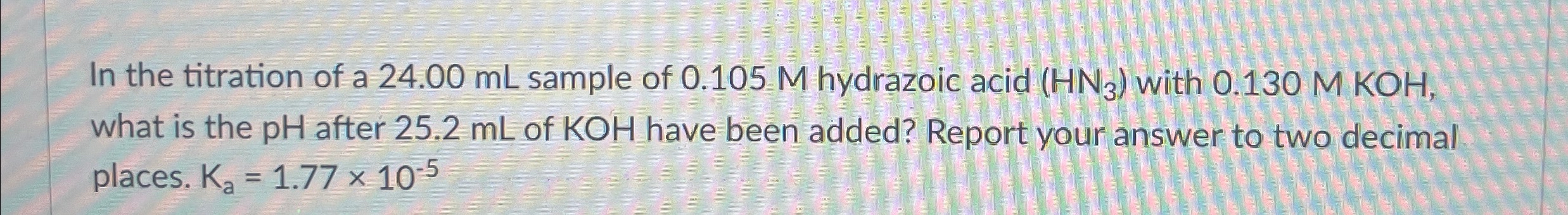 Solved In the titration of a 24.00mL ﻿sample of 0.105M | Chegg.com