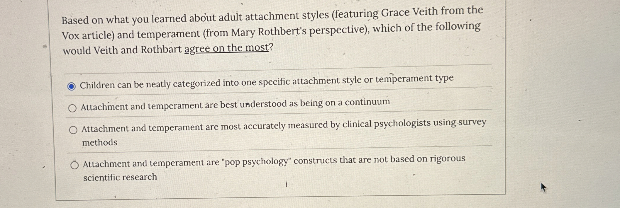 Solved Based on what you learned aboiut adult attachment | Chegg.com