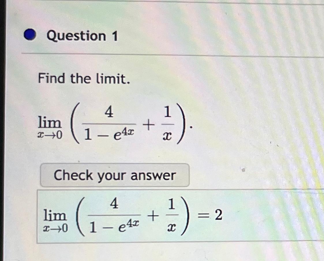 Solved Question 1Find the limit.the | Chegg.com