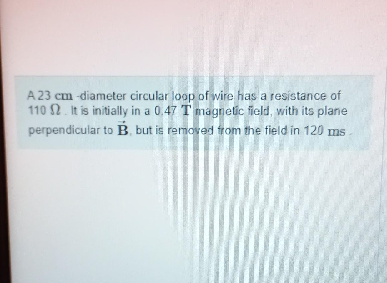 Solved A 23 cm-diameter circular loop of wire has a | Chegg.com