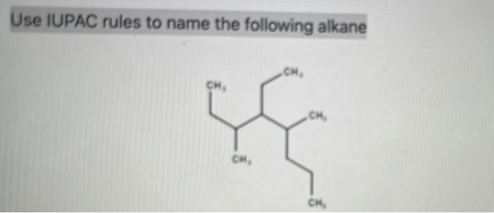 Solved Use IUPAC rules to name the following alkane CH CH | Chegg.com