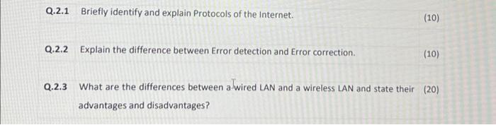 Solved Q.2.1 Briefly identify and explain Protocols of the | Chegg.com