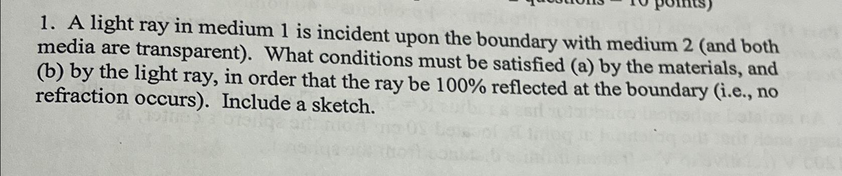 Solved A light ray in medium 1 ﻿is incident upon the | Chegg.com
