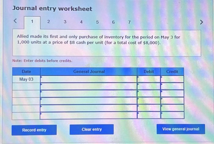 Solved Journal entry worksheet