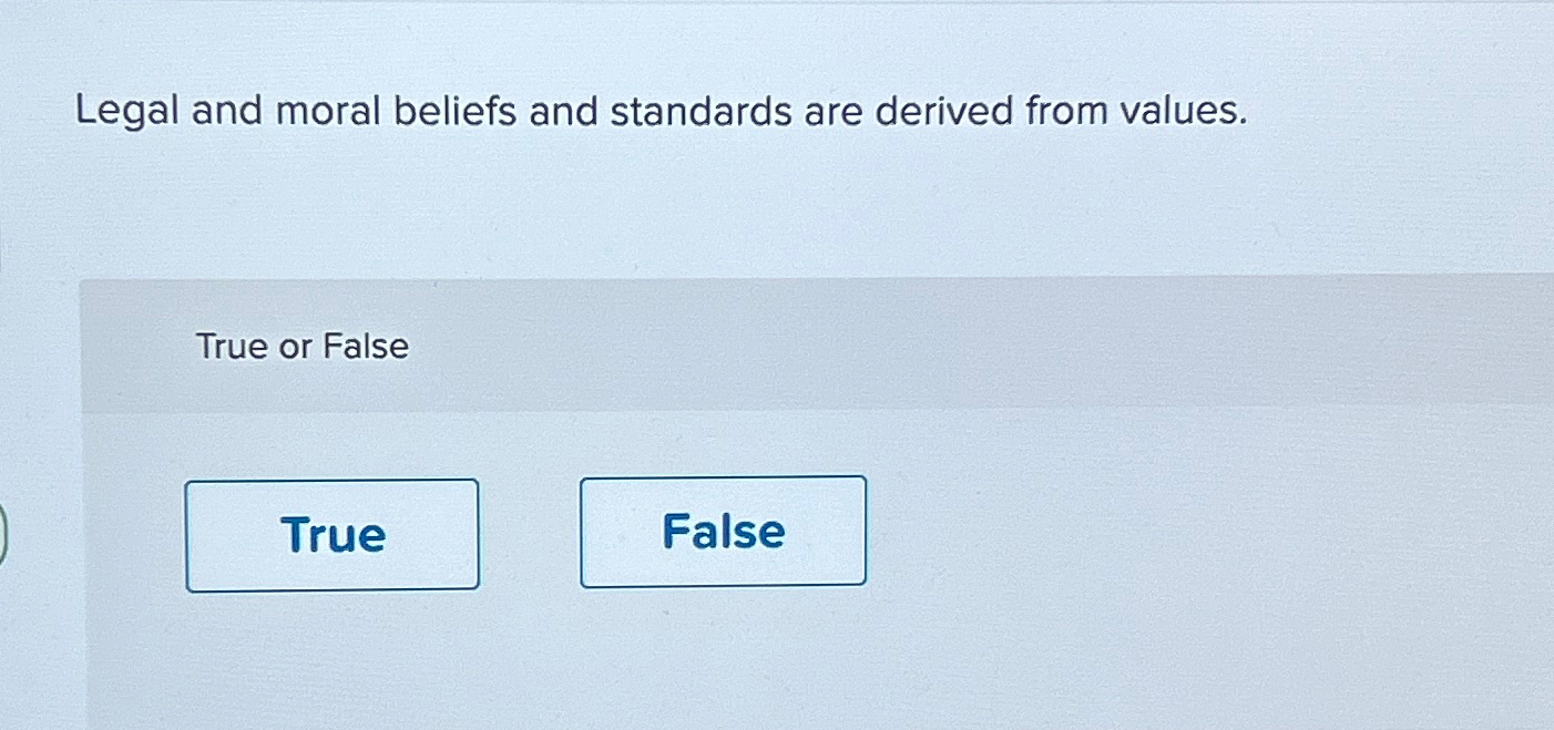 Solved Legal and moral beliefs and standards are derived | Chegg.com