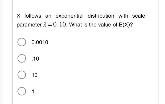 Solved X follows an exponential distribution with scale | Chegg.com