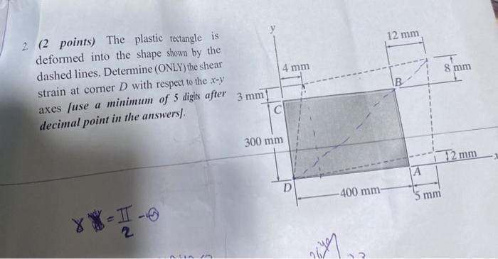 Solved 2. (2 points) The plastic rectangle is deformed into | Chegg.com