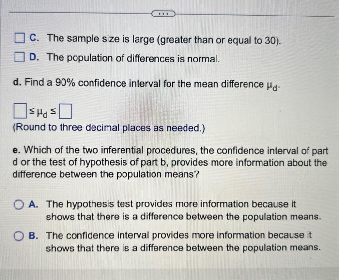 Solved A paired difference experiment produced the data | Chegg.com