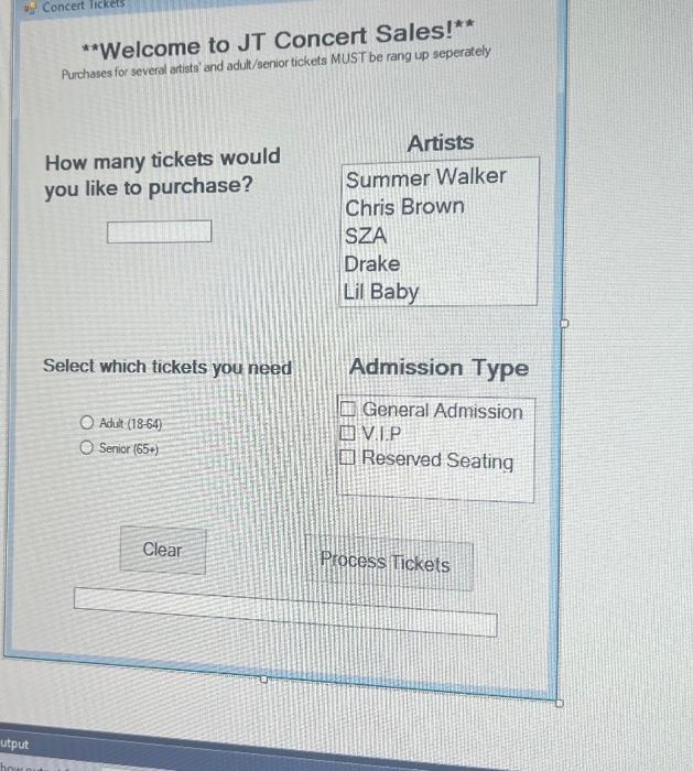 Solved **Welcome to JT Concert Sales! ⋆⋆ Purchases for | Chegg.com