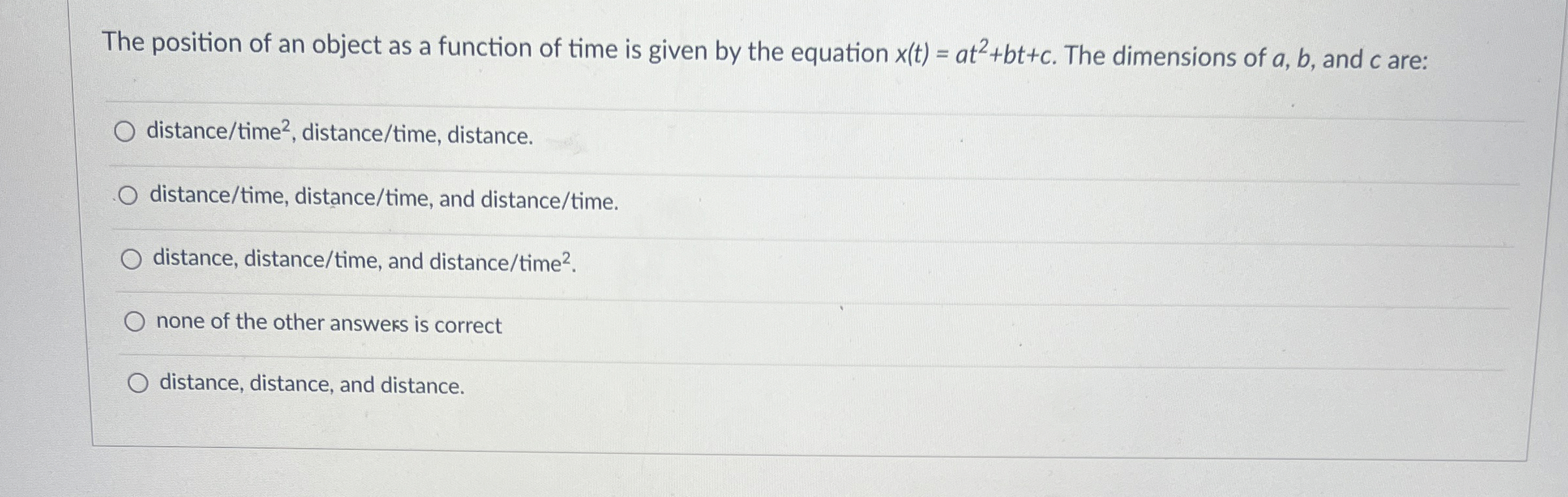 Solved The position of an object as a function of time is | Chegg.com