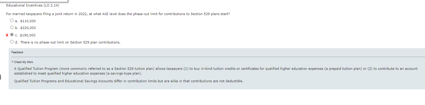 Solved Educational Incentives (LO 2.14)For married taxpayers | Chegg.com